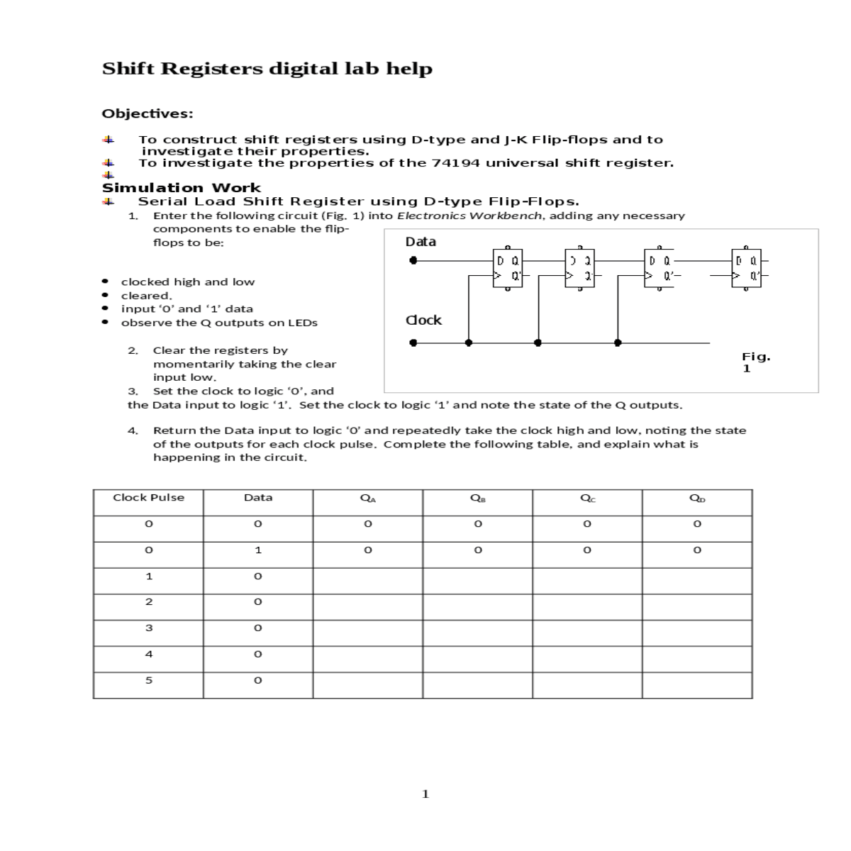 Parallel load shift register using j-k flip-flops.